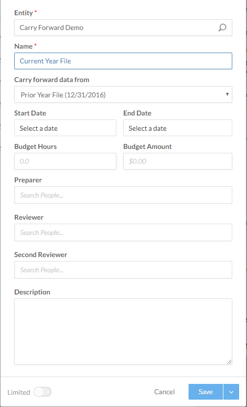Carry forward a Caseware Taxflow engagement