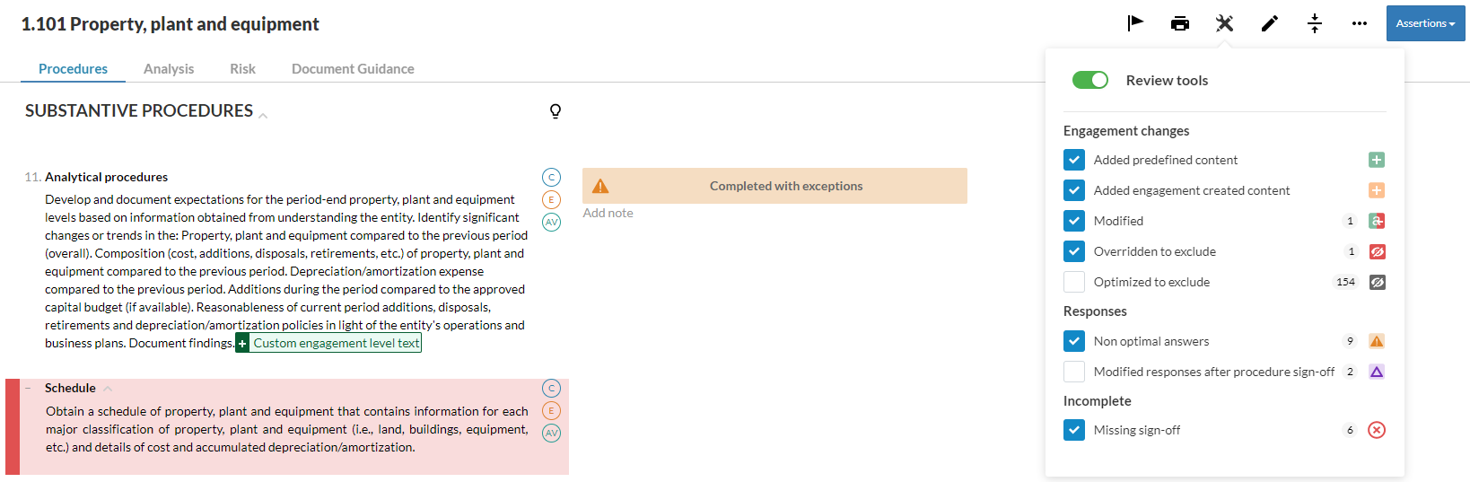 Review fieldwork using Review Tools