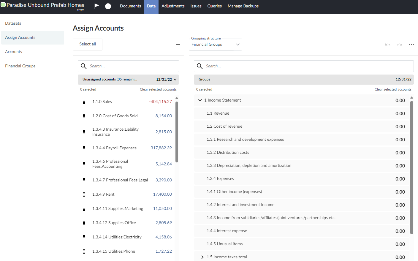Assign accounts to groups
