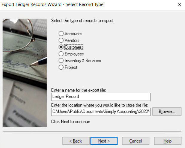 Export data from Sage 50 Canada to Caseware Cloud