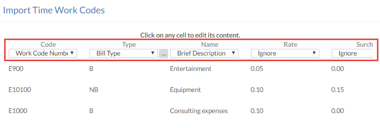 Set staff rates and work codes