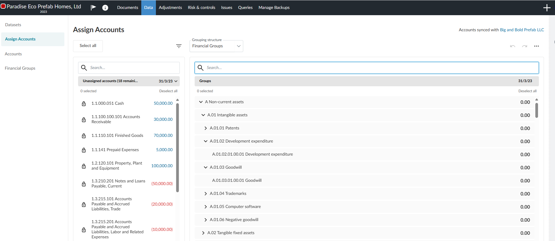 Sync a trial balance across engagements in different Cloud apps
