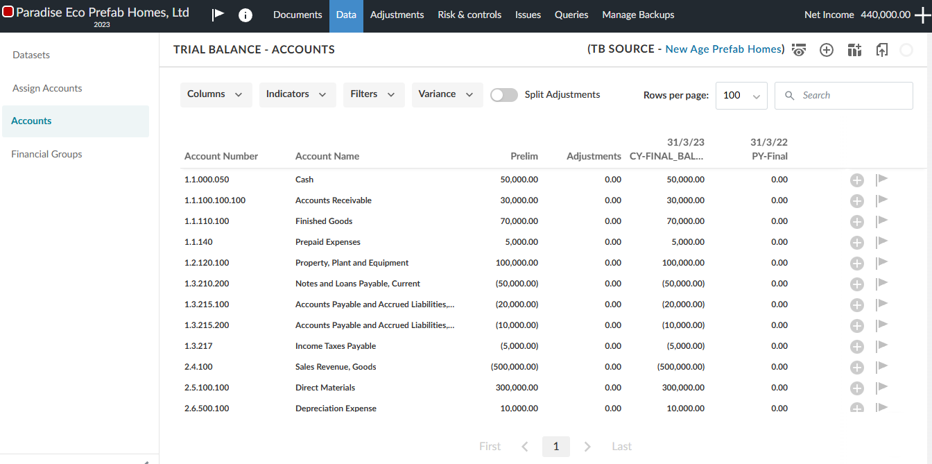 Sync a trial balance across engagements in different Cloud apps