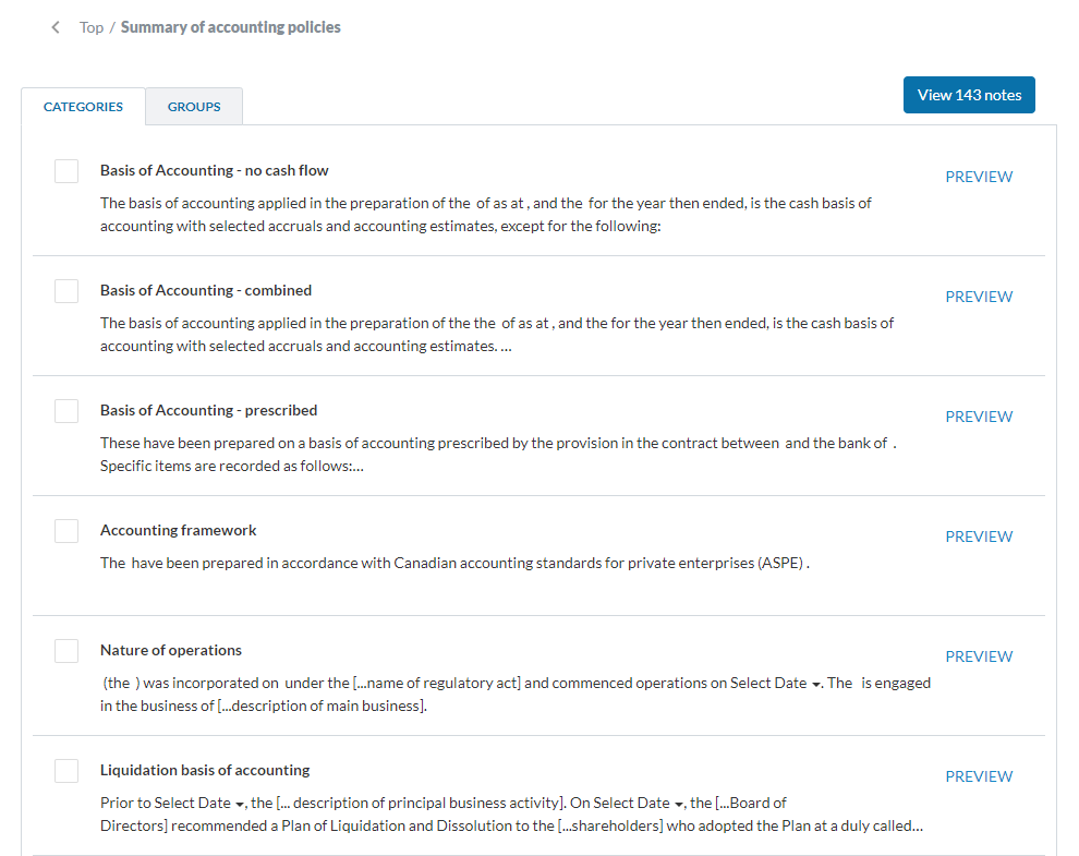 Add a note from library to the financial statements
