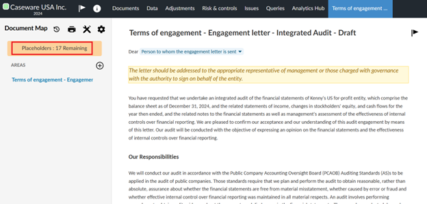 Edit the OnPoint Audit engagement letter