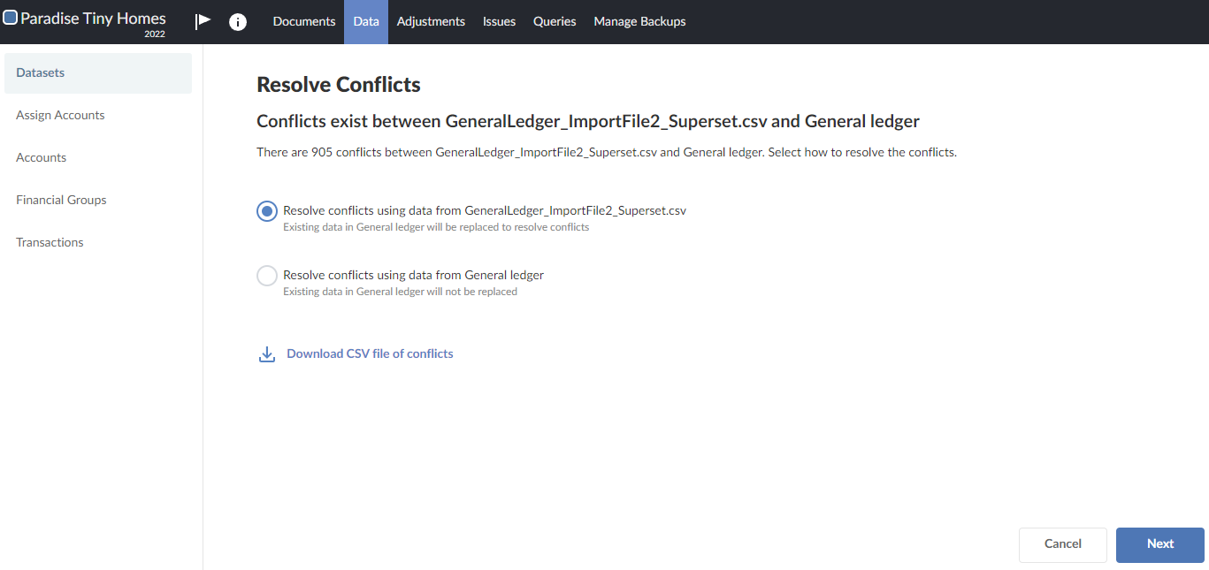 Resolve data import conflicts