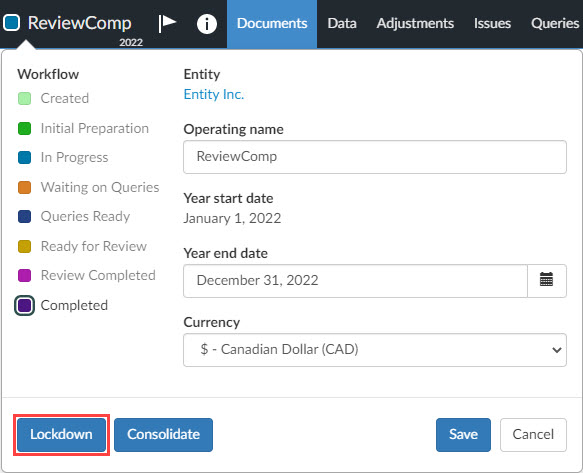 Archive and lock down the engagement
