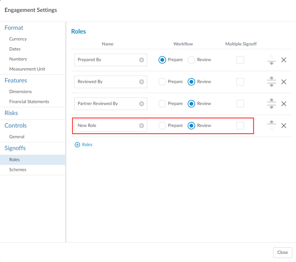 Modify sign-off roles