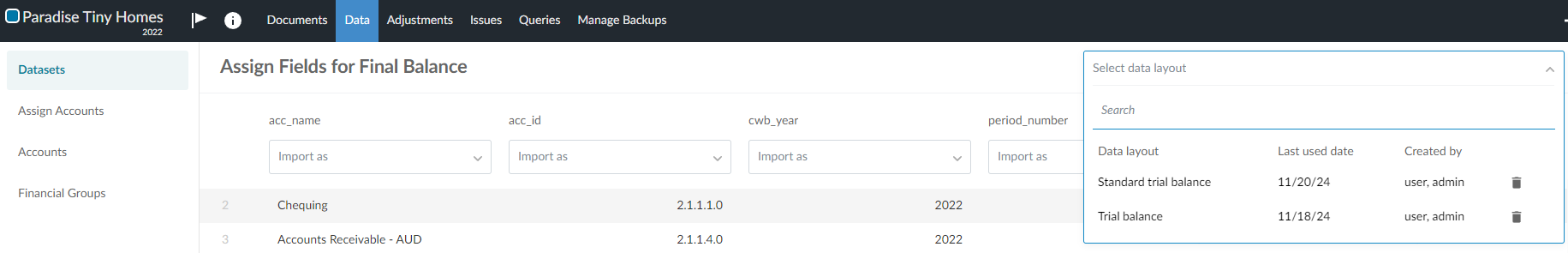 Manage your imported data