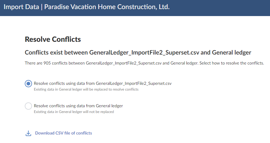 Resolve data import conflicts