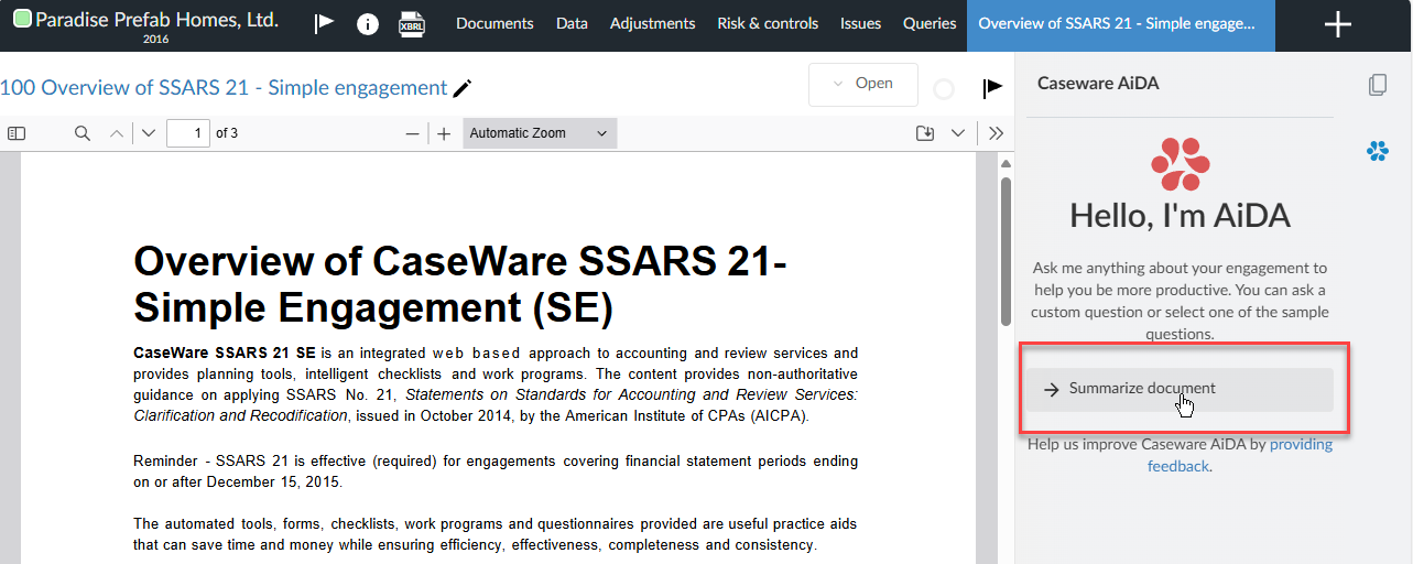 Get started with Caseware AiDA
