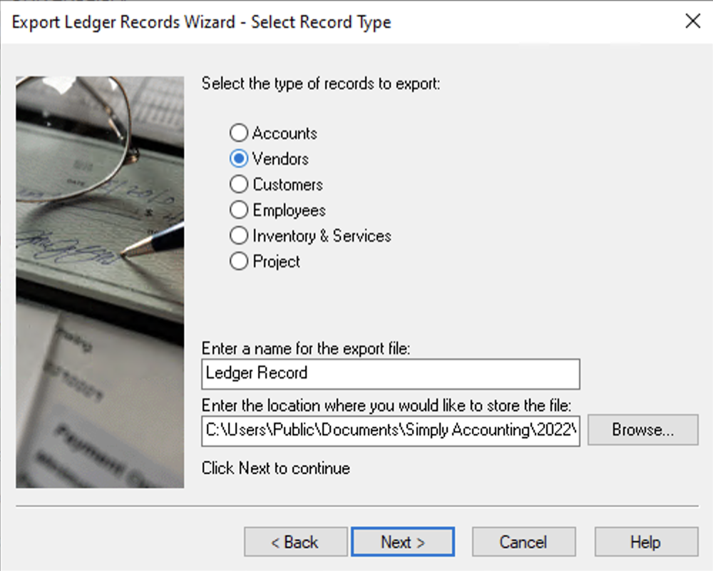Export data from Sage 50 Canada to Caseware Cloud
