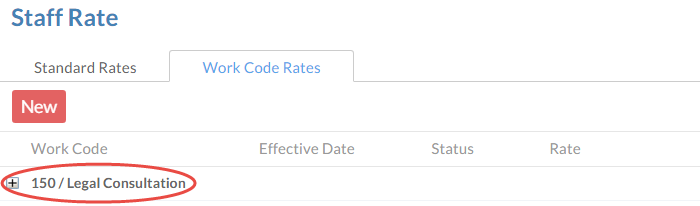 Set staff rates and work codes