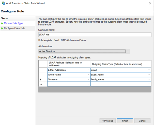 Create an Issuance Transform rule (ADFS)