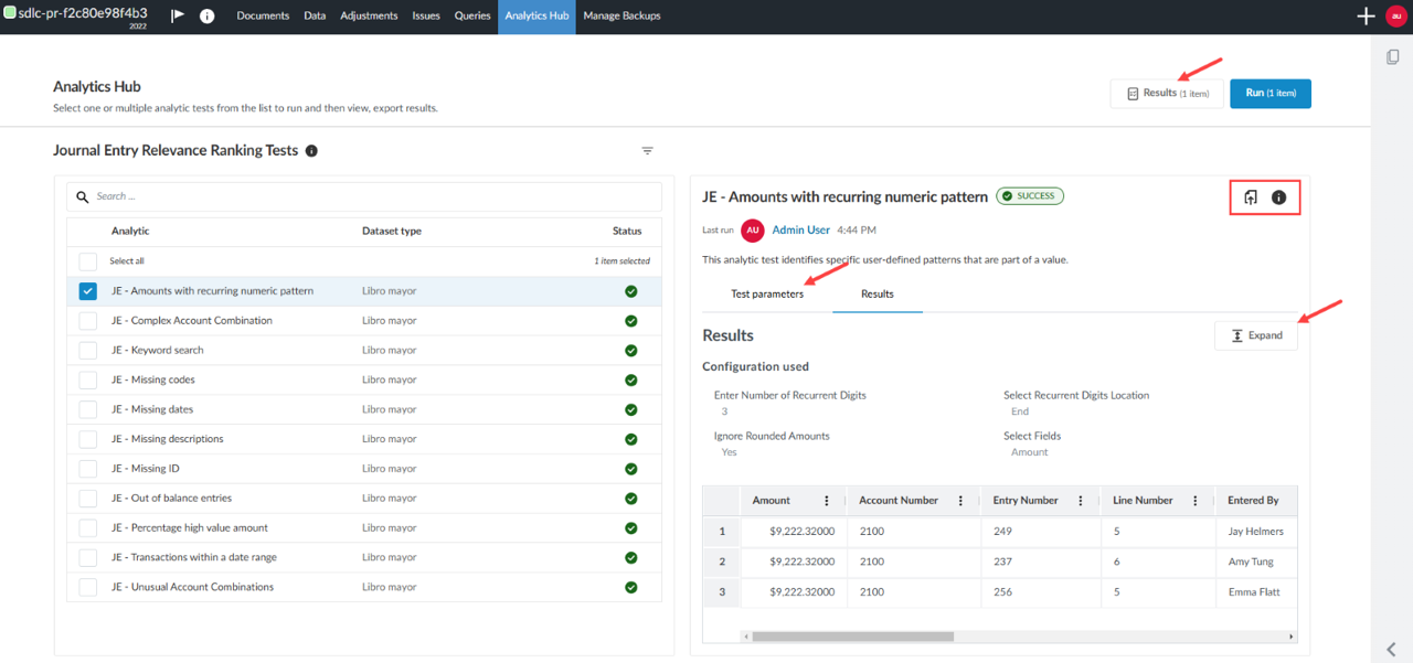 View analytic test results from checklists and Analytics Hub