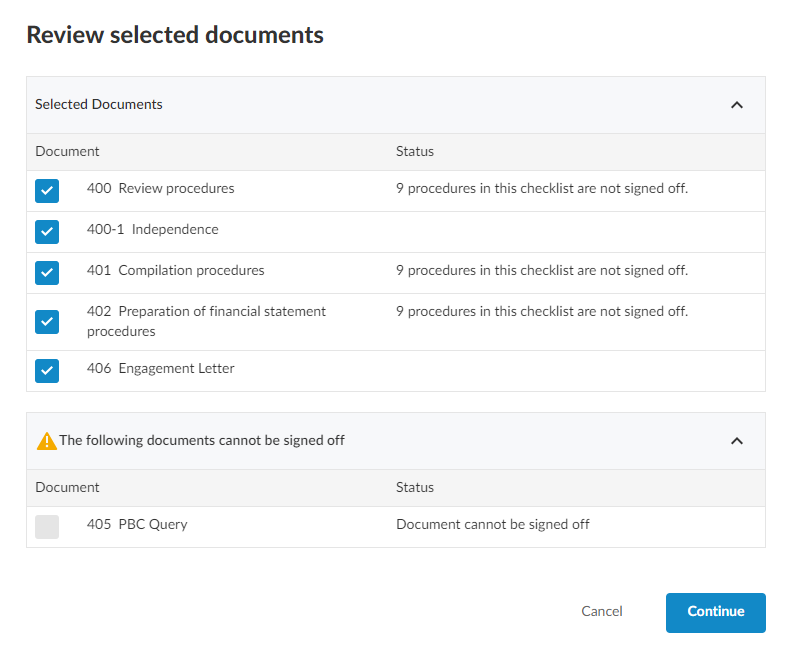 Manage the engagement documents