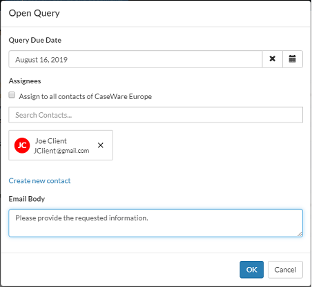 Collect information from the client