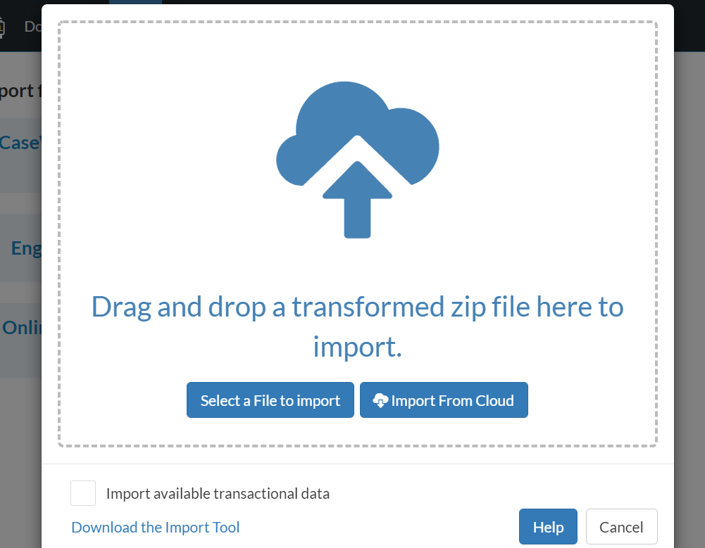 Import data from desktop accounting software