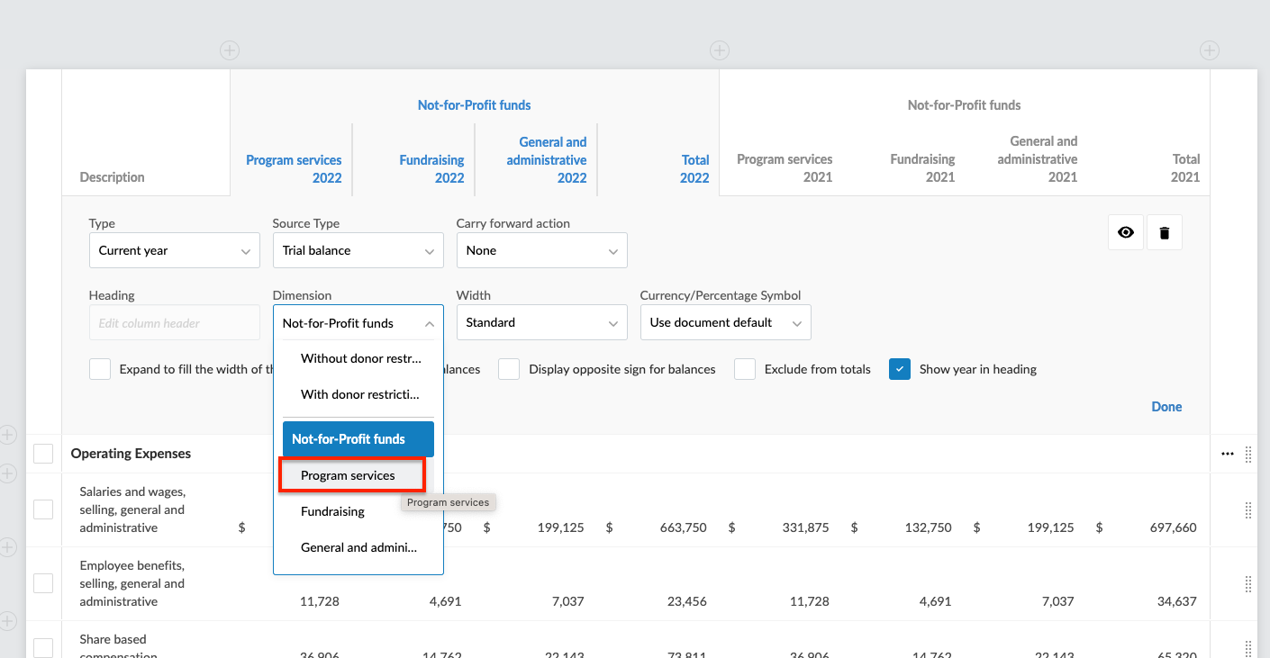 Implement fund reporting