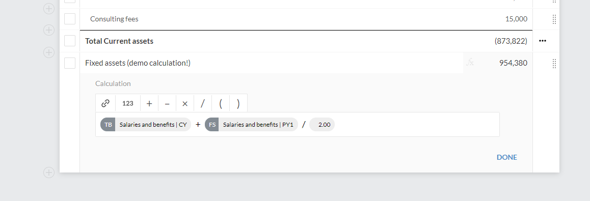Add Or Edit A Calculation In Table Cells In The Financial Statements