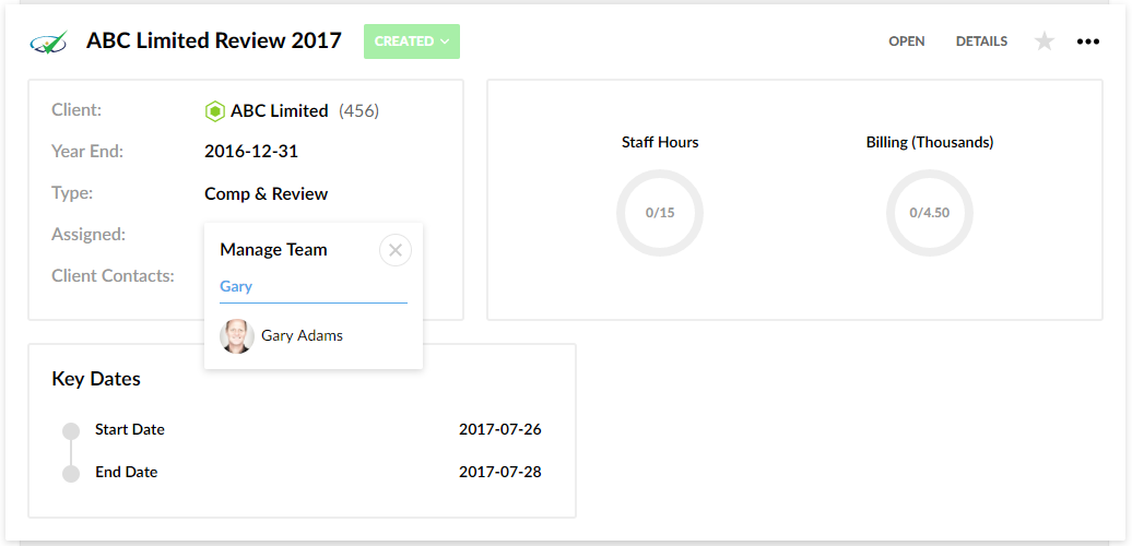Create and set up an engagement file