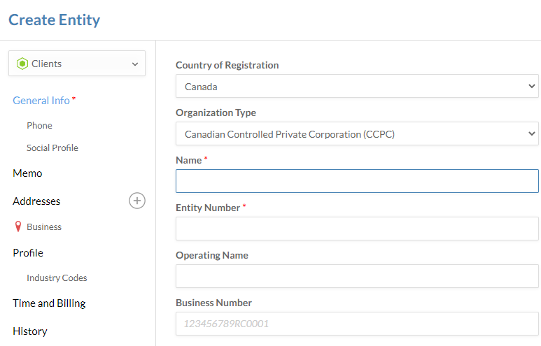 Create client entities