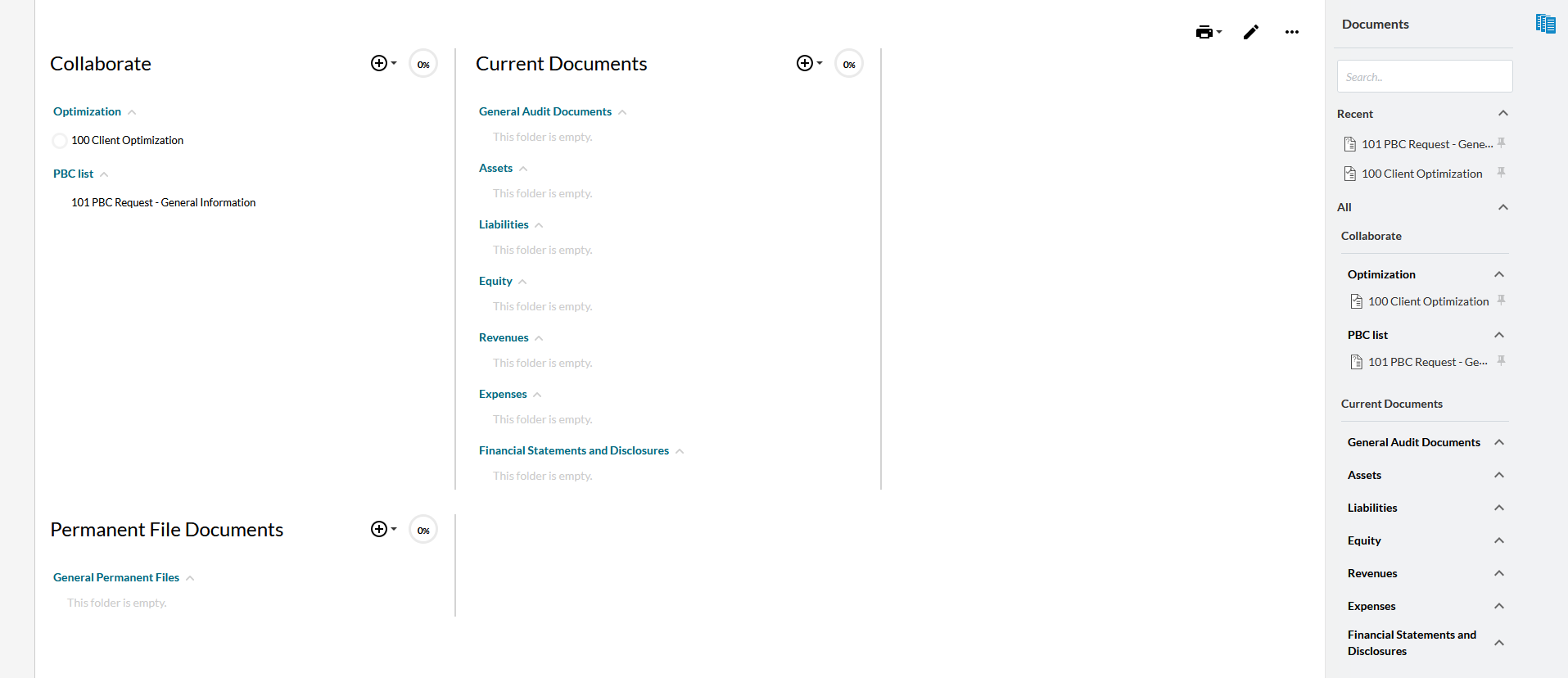 Locate the client's documents