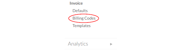 Create billing codes for invoices