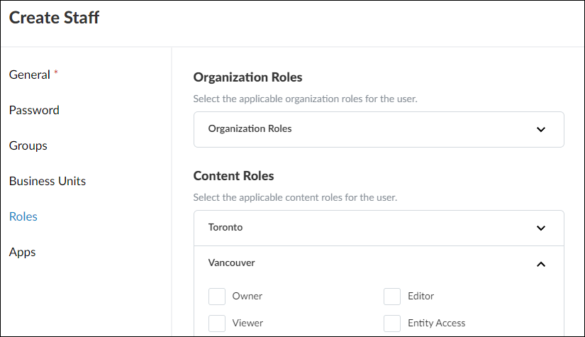Manage staff across business units