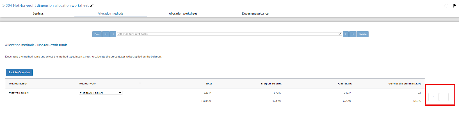Complete the Allocation overview worksheet