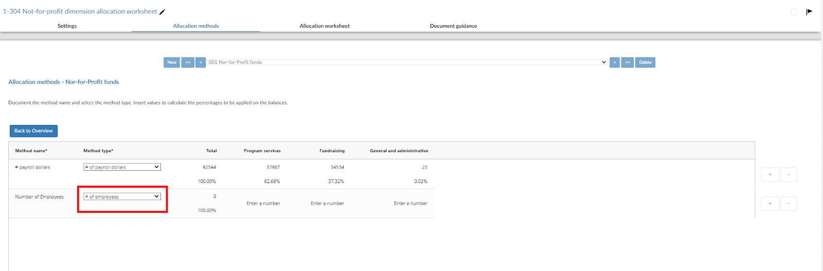 Complete the Allocation overview worksheet