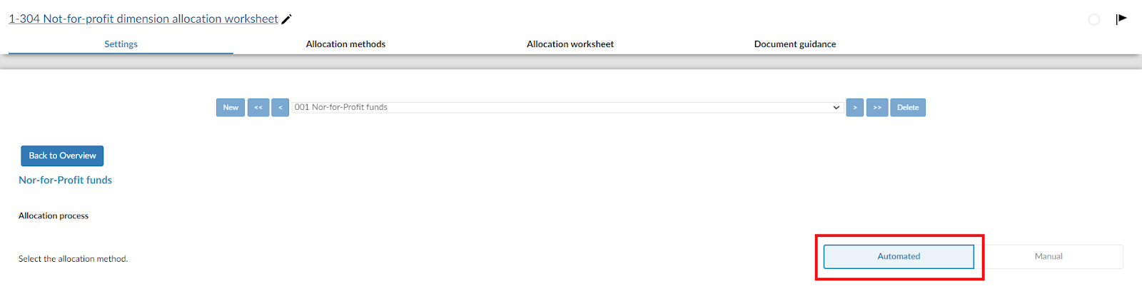Complete the Allocation overview worksheet