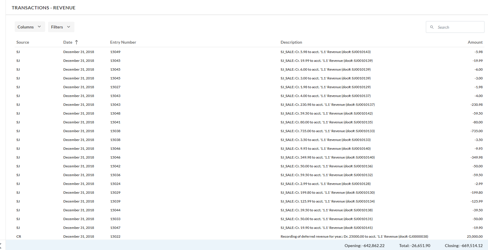 View the client's transactions
