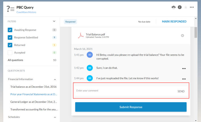 Clients respond to the query
