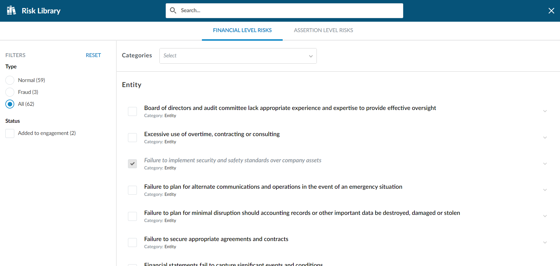 Add a risk from the risk library