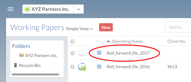 Create an engagement file for the next period (roll forward)
