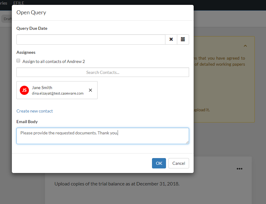 Send the query to contacts