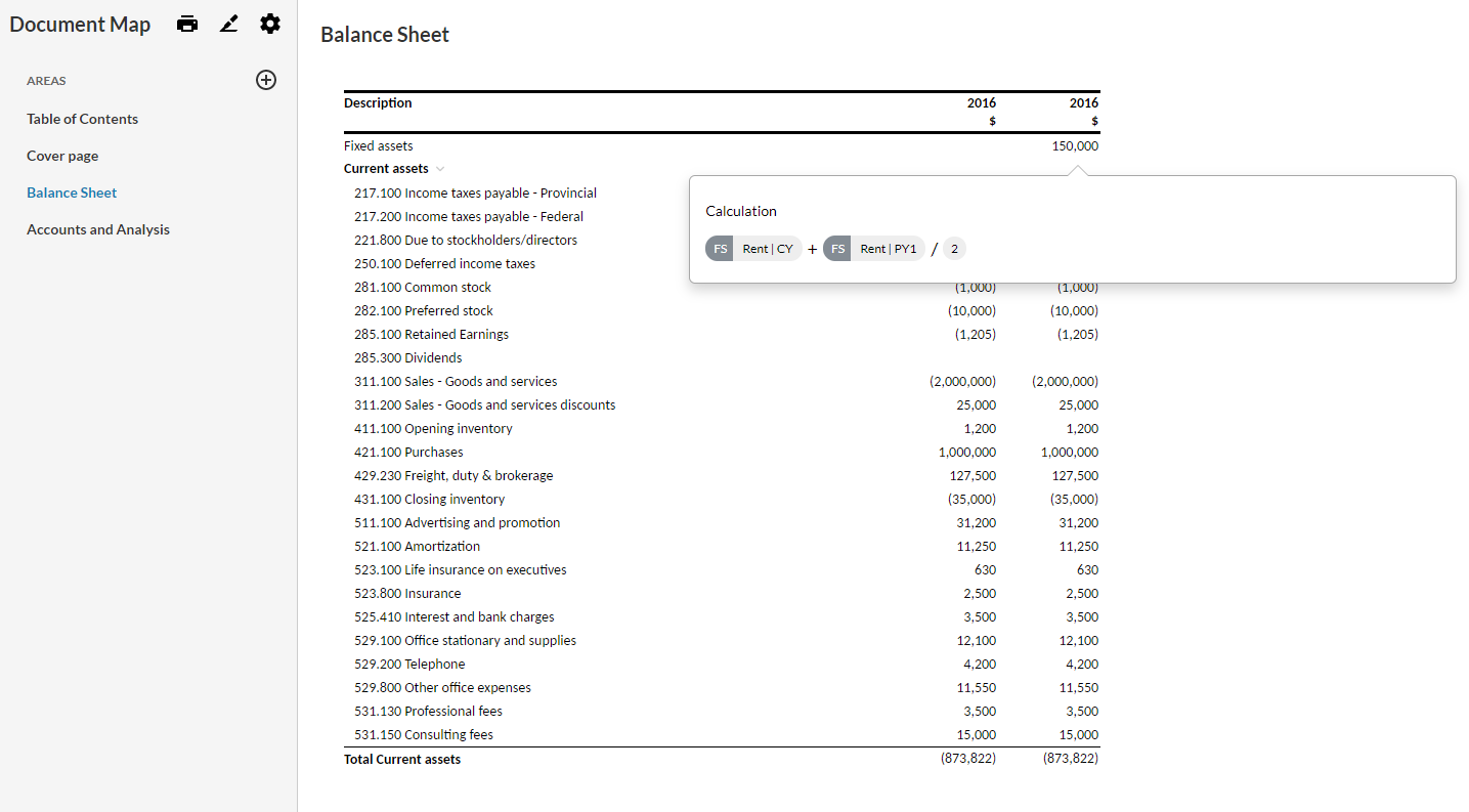 Add Or Edit A Calculation In Table Cells In The Financial Statements
